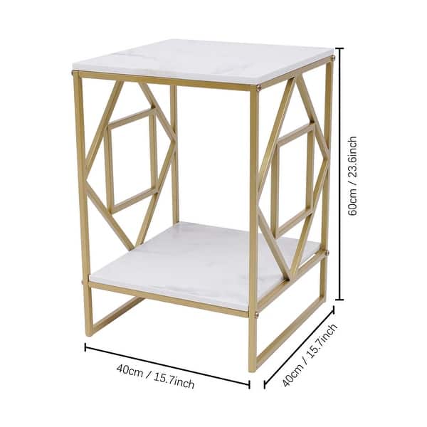 2-Tier Versatile Bedside Tables Metal Frame Side Tables - Bed Bath ...