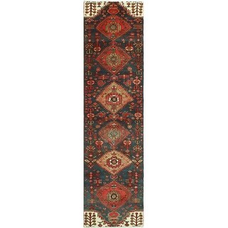 Noori Rug Fine Vintage Distressed Shukura Blue/Rust Runner - 2'5" x 10 ...