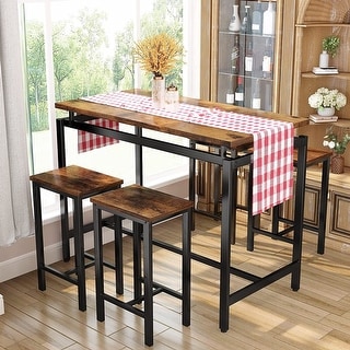 Grondin Rustic Industrial Style 5-Piece Dining Set with Rectangle Dinng ...