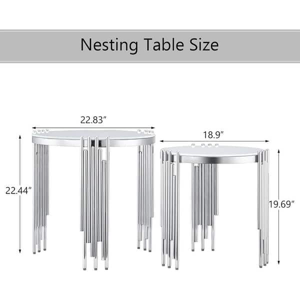 Modern Round Nesting End Tables Stacking Side Table 2-Piece Set with ...
