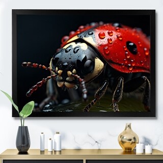 Designart "Red Ladybug Portrait IV" Animals Framed Canvas Prints - Bed ...
