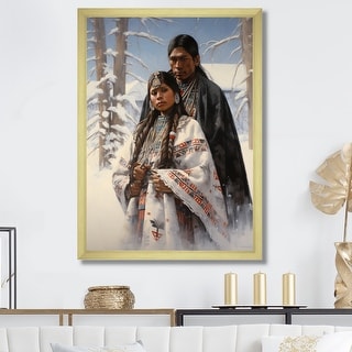 Designart "Native Winter Traditional Warrior" Native American Art ...
