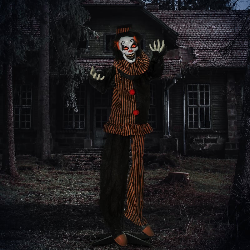 Outsunny 67" Life Size Outdoor Halloween Decorations Talking Circus ...
