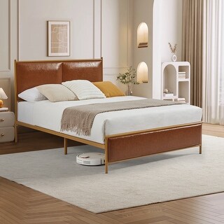 Classic Metal Frame Solid Wood Ribs Queen size Sleeping Bed - Bed Bath ...