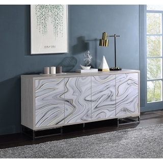 Panos White Marcle Paint & Chrome Finish Console Cabinet - Bed Bath ...