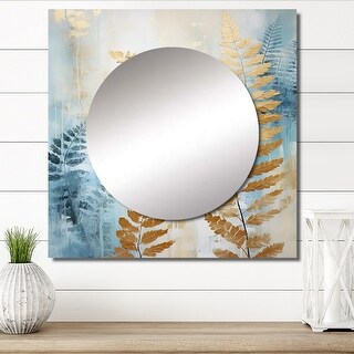 Designart "Blue and Golden Ferns Symphony" Ferns Wall Mirror - Floral ...