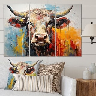 Designart "Cow Majestic Bovine Collage II" Animals Canvas Wall Art Set ...