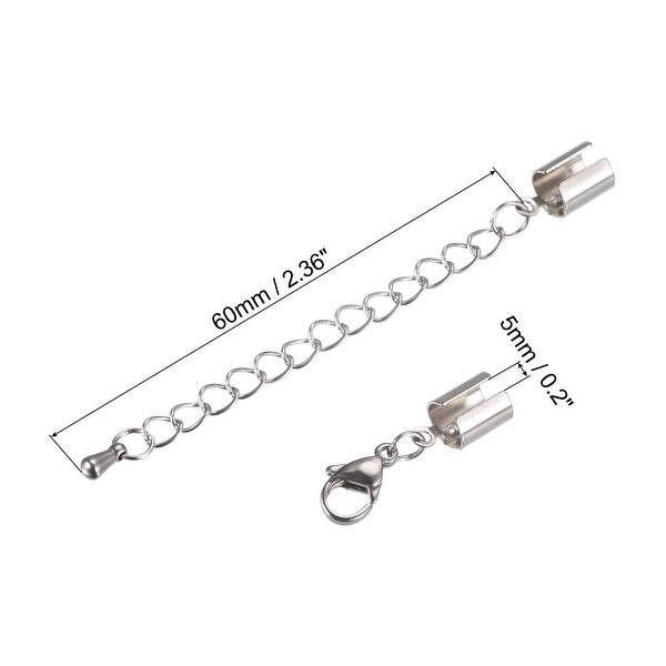 5 Sets Fold Over Cord Ends with Lobster Claw Clasps & Extender Chain ...