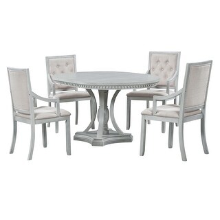 5-piece Extendable Dining Table Set with Round Table and 4 Chairs - Bed ...