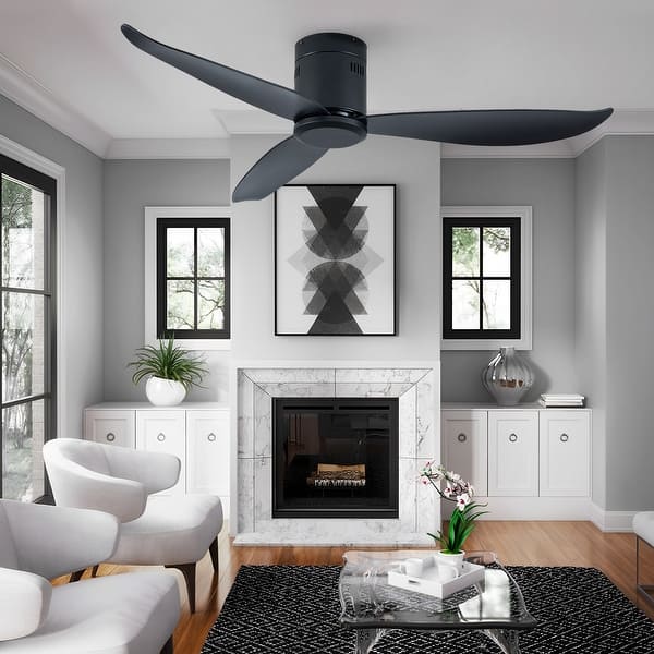 52" Black Flush Mount Ceiling Fans No Light - Bed Bath & Beyond - 38162480