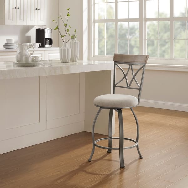 Linon Eden 24-inch Metal Swivel Counter Stool - Bed Bath & Beyond ...