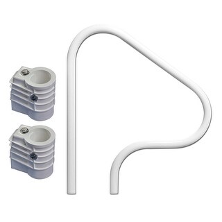 Saftron 3 Bend Pool Handrail, White & High Impact Polymer Anchor ...