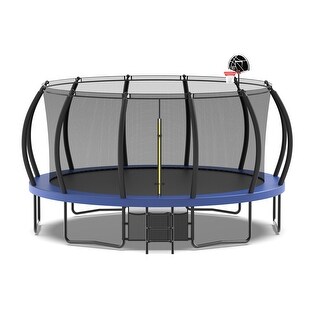 Jump into Fun: 16FT Outdoor Trampoline with Safety Net Basketball Hoop ...