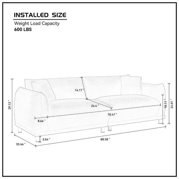 Modern Sofa Bread-Like Sofa with 2 Pillows - Bed Bath & Beyond - 40343025