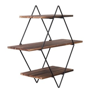 3 Tier Rustic Floating Wall Shelves Wall Mounted Wood Shelf - Bed Bath ...