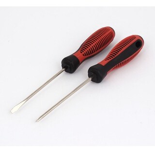 2 in 1 Red Black Plastic Handle Silver Tone Metal Slotted Crosshead ...