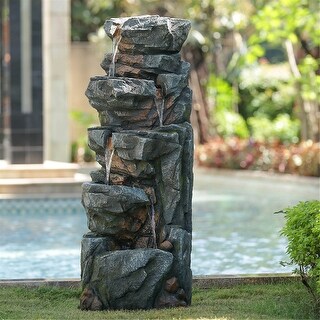 Polyresin Fountain Natural Rock Stone Water Feature - Bed Bath & Beyond ...