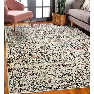Ivory and Multi-Colored Contemporary Modern Hand-Crafted Area Rug by ...