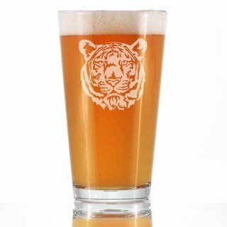 Tiger Face - Beer Pint Glass - Tiger Gifts & Decor - 16 Ounce - Bed ...