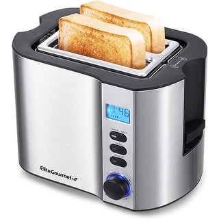 Elite Gourmet Stainless Steel 2-Slice LCD Toaster with Bagel Function ...