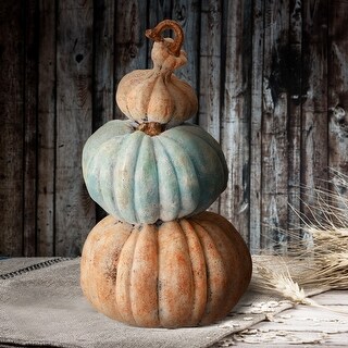 13" Resin Weather Triple Pumpkin Stack - 13-Inches - Bed Bath & Beyond ...