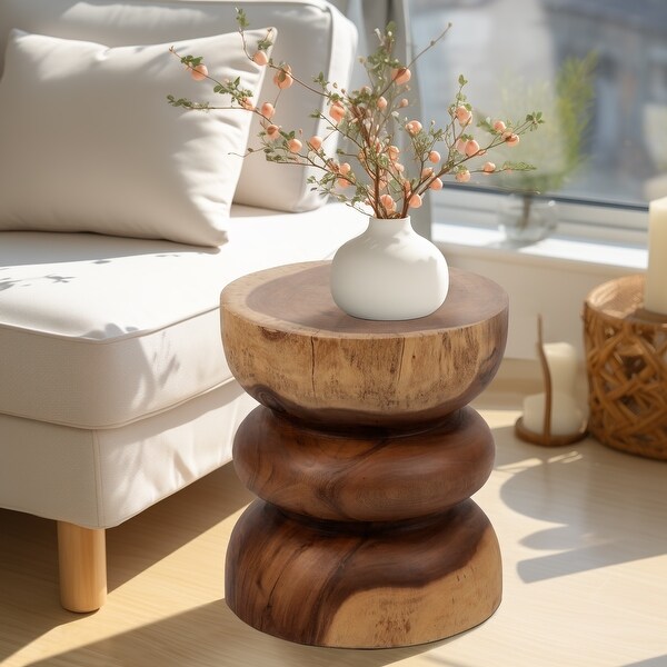 Myhozm Modern End Table with Storage Drawer, Round Nightstand with ...