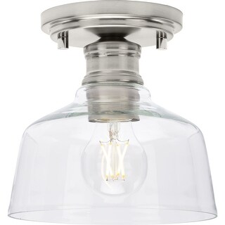Singleton Collection 1-Light 7.62 in. Brushed Nickel Small Semi-Flush ...