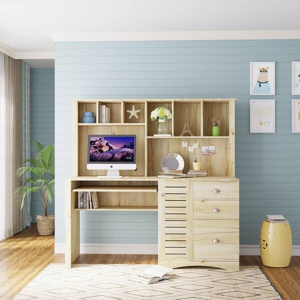 Modern Home Office Computer Desk with Hutch - Bed Bath & Beyond - 36963635