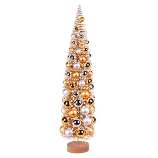 Vickerman 24" Vintage Tabletop Frosted Gold Artificial Christmas Tree ...