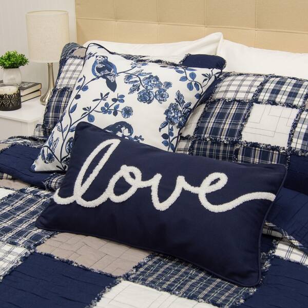 Donna Sharp Checkerboard Indigo 2 PC Decorative Pillow Set - Bed Bath ...