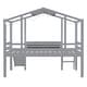 Gray Twin Size House Loft Bed with Slide, Blackboard, Light Strip, Eye ...