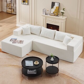 Modern Simple L-Shaped Sofa Raised Sleeper, 2-Piece Sectional Couch ...