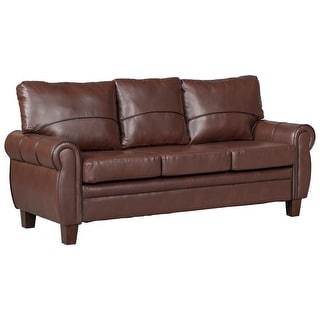 Rayna 79 Inch Classic Mid Century Sofa, Rolled Arms, Polyester, Dark ...