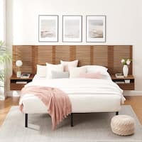 Prepac Series 9 Designer Floating King Headboard with Nightstands - Bed ...