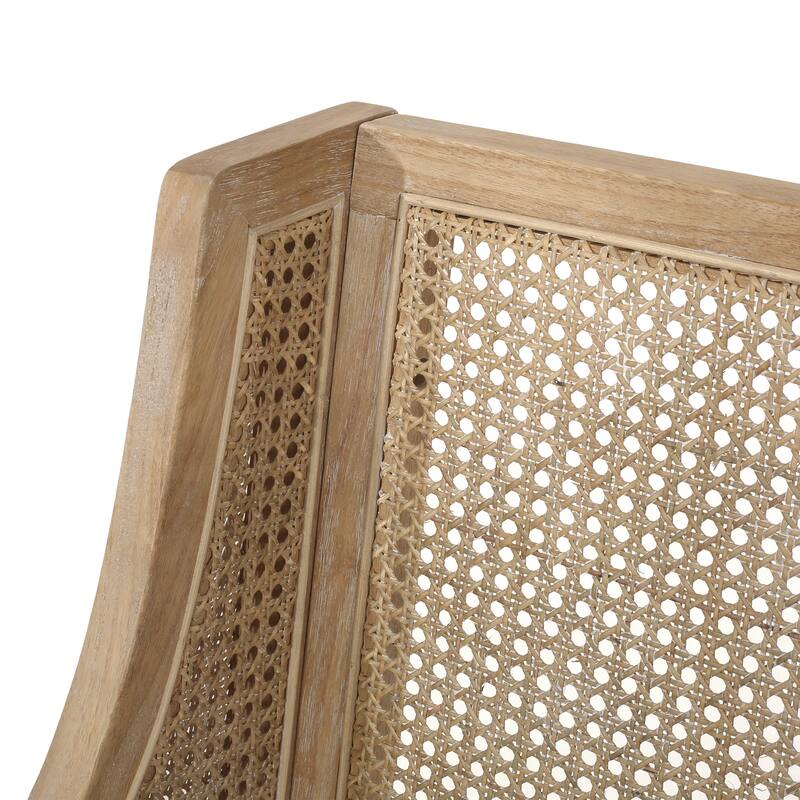 Christopher Knight Home Cataldo Fabric Upholstered Wood and Cane 25.5 ...