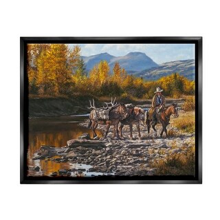 Stupell Down From High Country Cowboy Framed Floater Canvas Wall Art by ...