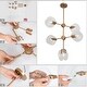 Modern 5-light Gold Chandelier Glass Ceiling Pendant - L 22.4" * W 22.4 ...