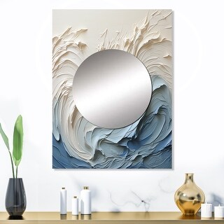 Designart "White And Blue Wave Papercut Style" Coastal Waves Mirror ...