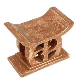 Handmade Wood Decorative Stool, 'Adinkra In Brown' (Ghana) - Bed Bath ...