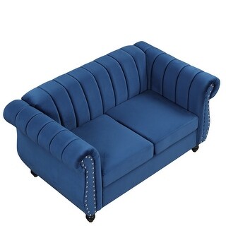 Modern Upholstered Rolling Armrests Sofa with Buttoned Tufted Backrest ...