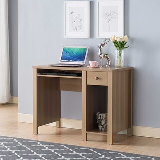 39"W Compact Writing Desk with Wooden Knob Handle, One Drawer & One ...