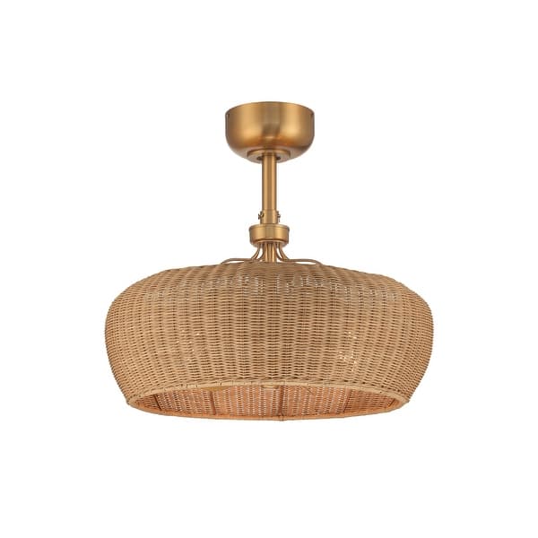 Maribel™ 22 inch Rattan Shade Ceiling Fan with Remote Control and ...