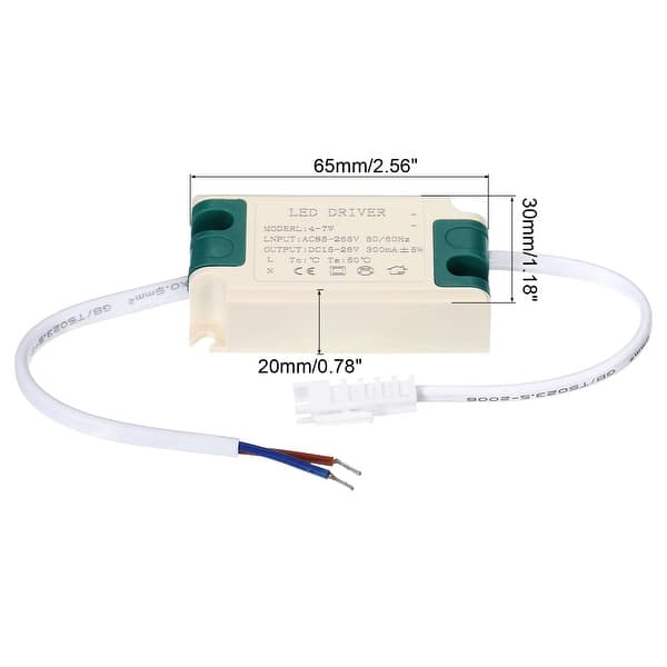 4-7W 300mA LED Driver, AC 85-265V Output 15-26V DC Male Connector - Bed ...