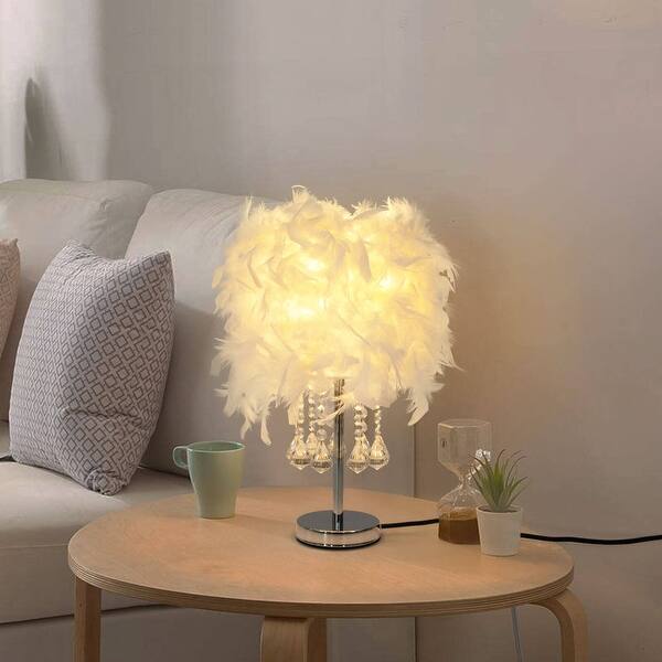 Feather Crystal Table Lamp Hand-woven Feather Table Lamp - Bed Bath ...