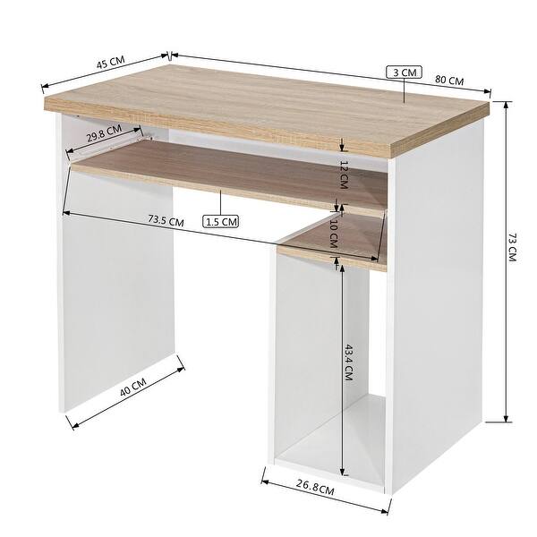 Bicolor Writing-Computer Desk with Storage Large Students-Study Desk ...
