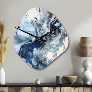 Blue and Grey Ethereal Elixir II - Abstract Wall Clock in Asymmetrical ...