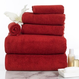 6-Piece Complete Bath Towels Set - 100% Cotton Absorbent Towels with ...