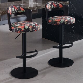 Adjustable Swivel Bar stool Solid wood backrest for Kitchen Counter and ...