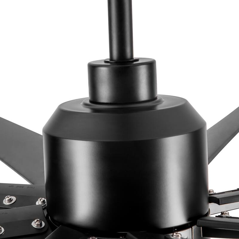 72 in. LED Indoor Matte Black Large Ceiling Fan with Light and Remote ...