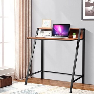 2 Tier Small Computer Desk Compact Home Office Desk Sturdy Workstation ...